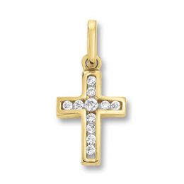 Kettenanh&auml;nger ONE ELEMENT "Zirkonia Kreuz Anh&auml;nger aus 333 Gelbgold", gold, Schmuckanh&auml;nger, Damen, Gelbgold 333, Kettenanh&auml;nger
