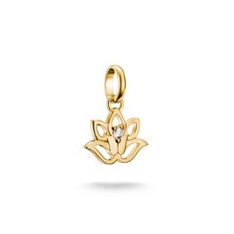 Charm-Einh&auml;nger Thomas Sabo "Charm Lotusbl&uuml;te vergoldet - Connect", gold (gelbgoldfarben, kristallwei&szlig;, kristallwei&szlig;), Charms, Damen, Silber 925 (recycelt), Charm-Einh&auml;nger, mit Zirkonia (synth.)