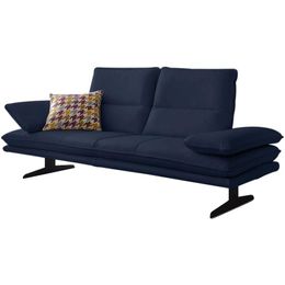 2,5-Sitzer W.Schillig "broadway, Designsofa mit tollem Sitzkomfort", blau (blau z59), B:236cm H:94cm T:96cm, Longlife Xtra-Leder Z59: Glattleder mit modischer Pr&auml;gung. Hautst&auml;rke 0, 9 - 1, 1 mm, Sofas, 2 5-Sitzer, Sitztiefenverstellung, Kopfteil- & Seitenteilverstellung, Breite 216cm