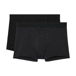 Boxershorts HOM "Neels", Herren, Gr. L, schwarz (schwarz, schwarz print), Obermaterial: 95% Baumwolle, 5% Elasthan, k&ouml;rpernah, Unterhosen Boxershorts, horizontaler Eingriff, weich, elastisch, bequem