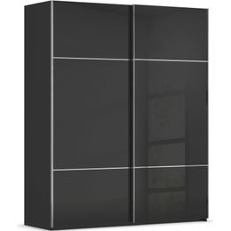 Schwebet&uuml;renschrank Rauch "Kleiderschrank Schrank Garderobe Schlafzimmerschrank SCALE-TRIO", schwarz (schwarz, glas schwarz, griffleisten chrom), B:181cm H:223cm T:67cm, Holzwerkstoff, Schr&auml;nke, Schwebet&uuml;renschrank, edle dreigeteilte Front mit 2 Zierleisten Glasfront MADE IN GERMANY