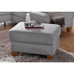 Hocker Home Affaire "Texel", grau, B:79cm H:46cm T:66cm, Struktur fein ( 100% Polyester);Luxus-Microfaser (100% Polyester);Struktur ( 100% Polyester), Hocker, Hocker, mit Federkern und Kontrastnaht, F&uuml;&szlig;e Buche eichefarben