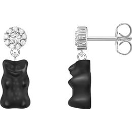 Paar Ohrstecker Thomas Sabo "Thomas Sabo x HARIBO: Ohrstecker mit Goldb&auml;r", wei&szlig; (silberfarben, schwarz, kristallwei&szlig;, schwarz, kristallwei&szlig;), Ohrringe, Damen, Silber 925 (recycelt), Paar Ohrstecker, mit Kristallglas, Zirkonia (synth.)