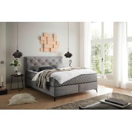 Boxbett ED EXCITING DESIGN "Monroe inkl. Bettkasten, erh&auml;ltlich in den Breiten 160cm & 180cm", grau, B:183cm L:210cm, 100% Polyester, Komplettbetten, Boxbett, Duo-Matratze - feste Seite mit Kokosmatte