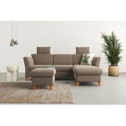 Ecksofa Home Affaire "Trelleborg L-Form", beige (dunkelbeige), B:249cm H:86cm T:162cm, 100% Polyester, Sofas, Ecksofa, Federkern-Polsterung, wahlweise mit Bettfunktion und Bettkasten