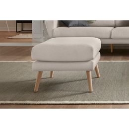 Hocker OTTO HOME "Bille", beige (creme), B:58cm H:45cm T:58cm, Struktur (100% Polyester);Struktur fein (100% Polyester);Samtoptik (100% Polyester);Luxus-Microfaser weich (100% Polyester), Hocker, Hocker, mit Eiche-Beinen, Design by Morten Georgsen