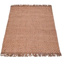 Teppich Paco Home "Skive 688", beige (natur), B:160cm H:13mm L:230cm, Jute, Teppiche, Teppich, Wendeteppich, handgeflochten, Naturfaser, Boho-Style, auch als L&auml;ufer