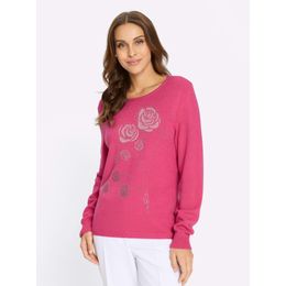 Rundhalspullover Lady "Pullover", Damen, Gr. 44, fuchsia, 45% Viskose, 35% Polyamid, 20% Polyester, gemustert, Pullover Rundhalspullover