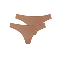 String Lascana, Damen, Gr. 40/42, braun (caramel), Microfaser, Obermaterial: 77% Polyamid, 23% Elasthan, unifarben, k&ouml;rpernah, Unterhosen String, aus weicher und hoch elastischer Microfaser