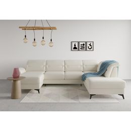 Sit & More Wohnlandschaft SIT & MORE "Sinatra U-Form", beige (creme), B:326cm H:85cm T:220cm, 98% Polyester, 2% Polyamid, Sofas, Wohnlandschaft, optional mit Kopfteilverstellung und Armteilfunktion, Metallf&uuml;&szlig;e