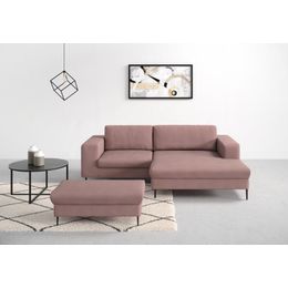 Ecksofa DOMO collection "Modica kompakt und elegant, Breite 244, L-Form", lila (malve), B:244cm H:83cm T:173cm, Sofas, Ecksofa, moderne Optik mit extrabreiter Recamiere, auch in Cord