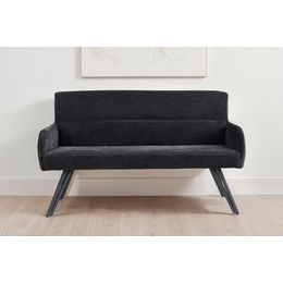 Sitzbank ByLiving "Tino", schwarz, schwarz, B:140cm H:94cm T:67cm, Stoff, Sitzb&auml;nke, Sitzbank, mit Federkernpolsterung in 140 oder 160cm, hochwertige Polsterbez&uuml;ge