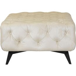 Polsterhocker Home Affaire "Amaury", beige, B:80cm H:45cm T:80cm, Struktur (100% Polyester);Samtoptik (100% Polyester), Hocker, Polsterhocker, Chesterfield-Optik, Breite 80cm, Fu&szlig;farbe w&auml;hlbar