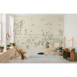 Kindertapete Komar "Disney Winnie the Pooh Bee at One with Nature", beige, B:400m H:250m, Vlies, Tapeten, Kindertapete