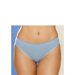 Slip Lascana, Damen, Gr. 32/34, blau (meerblau), Jersey, Obermaterial: 58% Baumwolle, 39% Polyamid, 3% Elasthan, figurbetont, Unterhosen Slip, aus angenehm weicher Baumwolle, Topseller
