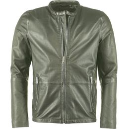 Lederjacke Maze, Herren, Gr. M, gr&uuml;n (olive), Obermaterial: 100% Lammleder, unifarben, Basic, Jacken Lederjacke