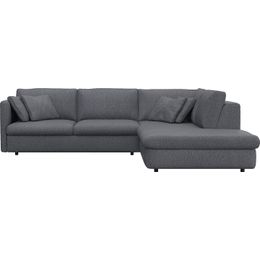 Ecksofa FLEXLUX "Lovane, elegant und zeitlos, bequem, L-Form", blau (navy blau), B:295cm H:84cm T:272cm, 62% Polyester/14% Cotton/7% Linen, Sofas, Ecksofa, Weich & anschmiegsam, gro&szlig;e Sitztiefe auf Kaltschaum, Dekokissen inkl.