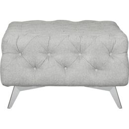 Polsterhocker Home Affaire "Amaury", silber, B:80cm H:45cm T:80cm, Struktur (100% Polyester);Samtoptik (100% Polyester), Hocker, Polsterhocker, Chesterfield-Optik, Breite 80cm, Fu&szlig;farbe w&auml;hlbar
