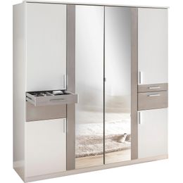 Kleiderschrank wimex "Koblenz", grau (wei&szlig;, betonfarben lichtgrau), B:180cm, Schr&auml;nke, Kleiderschrank, mit Accessoire-Schubk&auml;sten
