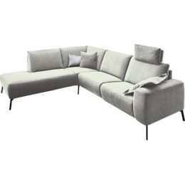 Ecksofa Home Affaire "Bellini L-Form", grau (hellgrau), B:263cm H:85cm T:90cm, Luxus-Microfaser weich (98% Polyester, 2% Nylon);Easy Care (100% Polyester), Sofas, Ecksofa, incl. motorischer Relaxfunktio, wahlweise Easy Care-Bezug