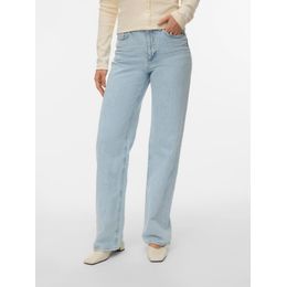 V&eacute;ro Moda High-waist-Jeans VERO MODA "VMTESSA HR WIDE JEANS RA3052 GA NOOS", Damen, Gr. 29, L&auml;nge 32, light blau denim, Denim/Jeans, Obermaterial: 99% Baumwolle, 1% Elasthan, unifarben, oversize normal, Jeans High-waist-Jeans