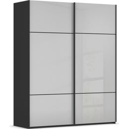 Schwebet&uuml;renschrank Rauch "Kleiderschrank Schrank Garderobe Schlafzimmerschrank SCALE-TRIO", grau (schwarz, glas seidengrau, griffleisten schwarz), B:181cm H:223cm T:67cm, Holzwerkstoff, Schr&auml;nke, Schwebet&uuml;renschrank, edle dreigeteilte Front mit 2 Zierleisten Glasfront MADE IN GERMANY