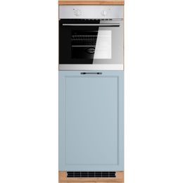 Backofen/K&uuml;hlumbauschrank KOCHSTATION "KS-Lana", blau (matt hellblau, wotaneiche), B:60cm H:166cm T:60cm, Holzwerkstoff, MDF, Schr&auml;nke, Backofen/K&uuml;hlumbauschrank, Breite 60 cm