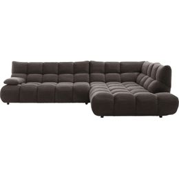 Ecksofa Home Affaire "Cozy Bubble, mit klappbarer Armlehne, Breite 324 cm", mocca, B:324cm H:85cm T:211cm, 95% Polyester, 5% Nylon, Sofas, Ecksofa, mit eleganter Steppung, Rundumbezug & weicher Polsterung