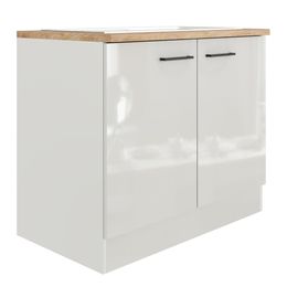 Sp&uuml;lenschrank Flex-Well "Lund", grau (lichtgrau, rauchgrau), B:100cm H:85cm T:85cm, Holzwerkstoff, Schr&auml;nke, Sp&uuml;lenschrank, (B x H x T) 100 x 85 x 60 cm, individuell kombinierbar