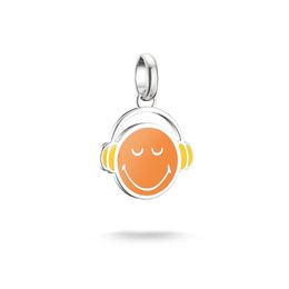 Charm-Einh&auml;nger Thomas Sabo "SMILEYWORLDHeadphones Charm - Connect", silber (silberfarben, orange, gelb), Charms, Damen, Silber 925 (recycelt), Charm-Einh&auml;nger