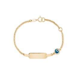 Goldarmband Amor "Evil Eye", bunt (gelbgoldfarben, blau, schwarz, wei&szlig;, blau), Armb&auml;nder, M&auml;dchen, 14cm, Gelbgold 375, Goldarmband, mit Glasstein