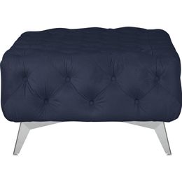 Polsterhocker Home Affaire "Amaury", blau, B:80cm H:45cm T:80cm, Struktur (100% Polyester);Samtoptik (100% Polyester), Hocker, Polsterhocker, Chesterfield-Optik, Breite 80cm, Fu&szlig;farbe w&auml;hlbar