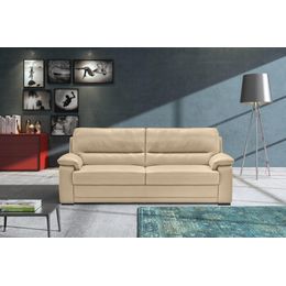 2,5-Sitzer Egoitaliano "Doris, modernes Designersofa, Ledersofa mit erstklassiger Sitzqualit&auml;t", beige (champagner), B:192cm H:90cm T:93cm, Leder &raquo;BULL&laquo; (echtes Rindsleder). Geschliffenes, pigmentiertes und behandeltes Rindsleder mit einer Dicke von 1, 3-1, 5 mm. Dieses Leder zeigt eine ziemlich weiche Hand mit einem halb undurchsichtigen Aussehen. Es handelt sich um ein gesch&uuml;tztes Leder. Eine le