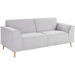 2,5-Sitzer Home Affaire "Janek Scandic Design, elegant und zeitlos", grau (hellgrau), B:193cm H:81cm T:90cm, Struktur fein ( 100% Polyester);Struktur weich (92% Polyester, 8% Nylon);Struktur fein ( 100% Polyester), Sofas, 2 5-Sitzer, mit Federkern und Keder in scandinavischem Design