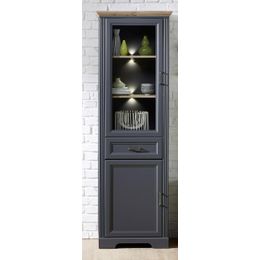 Stauraumvitrine Innostyle "Jasmin", grau (graphitfarben, eichefarben), B:66cm H:204cm T:42cm, Glas, Holzwerkstoff, MDF, Schr&auml;nke, Stauraumvitrine, inklusive Beleuchtung, T&uuml;ren links/rechts verwendbar