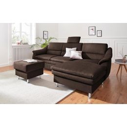 Sit & More Ecksofa SIT & MORE "Cardoso L-Form", braun (dunkelbraun), B:264cm H:90cm T:162cm, Luxus-Microfaser 2 (100% Polyester);Luxus-Microfaser ALTARA NUBUCK (100% Polyester);Luxus-Microfaser 1 (100% Polyester), Sofas, Ecksofa, mit Federkern, wahlweise mit Bettfunktion