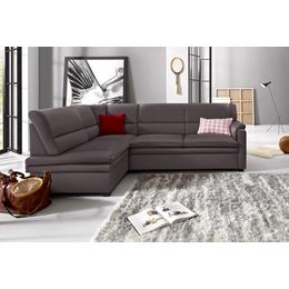 Sit & More Ecksofa SIT & MORE "Pisa L-Form", braun (mokka), B:245cm H:89cm T:161cm, NaturLEDER (echtes Rindsleder), Korpus in Kunstleder SOFTLUX;Luxus-Microfaser (90% Polyester, 10% Polyamid);Struktur (100% Polyester);Luxus-Microfaser ALTARA NUBUCK (100% Polyester), Sofas, Ecksofa, mit Federkern, wahlweise mit Bettfunktion