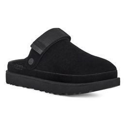 UGG Australia Clog UGG "Unisex W GOLDENSTAR CLOG", M&auml;dchen, Gr. 10 (41), schwarz, Textil, Veloursleder, Schuhe Clog, Homeslippers, Plateauschuh, Mule mit schwenkbarem Fersenriemen