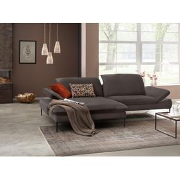 Ecksofa W.Schillig "enjoy&MORE, Designsofa, elegant und bequem, L-Form", braun (braun z59), B:294cm H:87cm T:185cm, Chenille-Flachgewebe R66 (85% Polyester, 15% Nylon);Longlife Xtra-Leder Z59: Glattleder mit modischer Pr&auml;gung. Hautst&auml;rke 0, 9 - 1, 1 mm;Stoff S37 (100% Polyester), Sofas, Ecksofa, Sitztiefenverstellung, F&uuml;&szlig;e schwarz pulverbeschichtet, Breite 294 cm