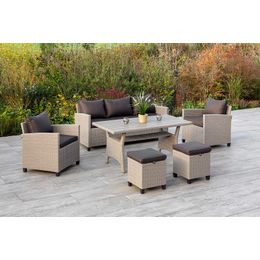 Garten-Essgruppe Merxx "Striano", beige (natur, natur, natur), H:74cm T:65cm, Kunststoff, Stahl, Sitzm&ouml;bel-Sets, Garten-Essgruppe, inklusive Kissen, Dining-Set