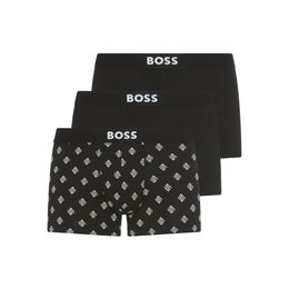 Trunk BOSS "Trunk 3P BOSS ONE", Damen, Gr. S, 3 Stk., open miscellaneous 979, Jersey, Obermaterial: 95% Baumwolle, 5% Elasthan, bedruckt, unifarben, eng, Unterhosen Trunk, mittlere Bundh&ouml;he, 1x gemustert, 2x unifarben