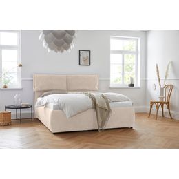 Polsterbett Home Affaire "Jenson", beige, B:188cm L:225cm, Struktur weich (85% Polyester/15% Nylon), Betten, Polsterbett, als Bettgestell oder mit 3 Matratzenarten und H&auml;rtegraden