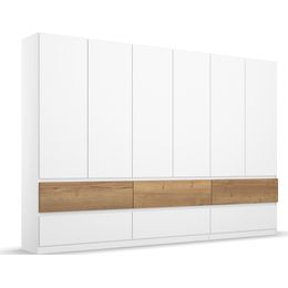 Dreht&uuml;renschrank Rauch "Winnipeg", wei&szlig; (wei&szlig;, eiche), B:271cm H:210cm T:56cm, Holzwerkstoff, Schr&auml;nke, Dreht&uuml;renschrank, grifflose Front, Schubk&auml;sten m. Griffmulde, auch mit Beleuchtung