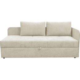 Schlafsofa Alina "Marla", wei&szlig; (wei&szlig; xbo 1), B:205cm H:73cm T:95cm, Struktur fein XBO (100% Polyester), Sofas, Schlafsofa, inkl. Stauraum & 2 R&uuml;ckenkissen, Armlehne wahlweise links oder rechts