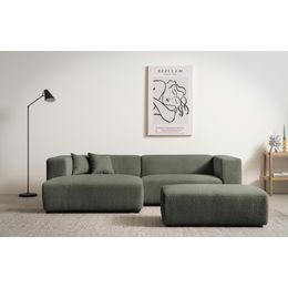 Polsterecke Home Affaire "BAKELS, Ecksofa-Set mit Hocker, L-Form mit Schlaffunktion", gr&uuml;n, B:267cm H:66cm T:163cm, Sofas, Polsterecke, Ecksofa-Set (incl. Hocker) im trendigen Megacord