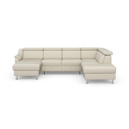 Sit & More Wohnlandschaft SIT & MORE "Freetown U-Form", beige (elfenbein), B:315cm H:84cm T:216cm, Sofas, Wohnlandschaft, Kopfteilverstellung und Federkern, wahlweise mit Bettfunktion