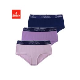 Panty Bench., M&auml;dchen, Gr. 146/152, 3 Stk., bunt (flieder, lila, navy), Jersey, Obermaterial: 92% Baumwolle, 8% Elasthan (LYCRA), unifarben, k&ouml;rpernah, Unterhosen Panty, mit kontrastfarbigem Webbund