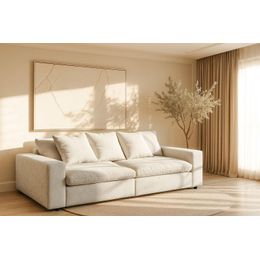 Big-Sofa Home Affaire "Venslev", beige (cream), B:260cm H:83cm T:120cm, 100% PES, Sofas, Big-Sofa, Lounge-Sofa, mit extra tiefer Sitzfl&auml;che und losen Kissen