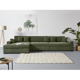 Sofa-Eckelement Home Affaire "Skara XXL L-Form", gr&uuml;n, B:400cm H:86cm T:190cm, 100% Polyester, Polsterelemente, Sofa-Eckelement, Lounge-Sofa XXL mit Federkern-Polsterung, in vielen Bezugsvarianten