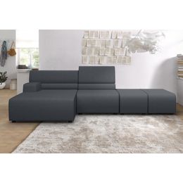 Ecksofa Egoitaliano "Babouche, Designsofa mit au&szlig;ergew&ouml;hnlichem Sitzkomfort zum Wohlf&uuml;hlen", schwarz (charcoral), B:384cm T:98cm, 100% Polyester. Wasserabweisende Mikrofaser., Sofas, Ecksofa